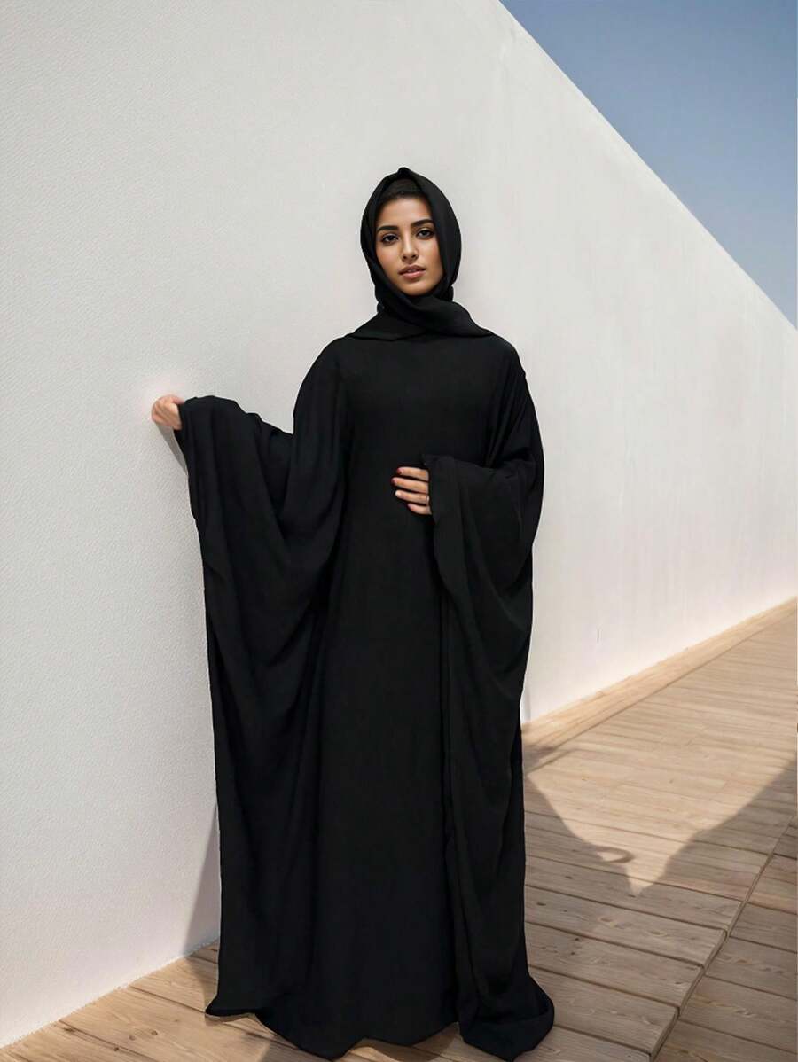 1 Set Women Plain Color Chador Abaya, Elegant Modest Muslim Prayer ...