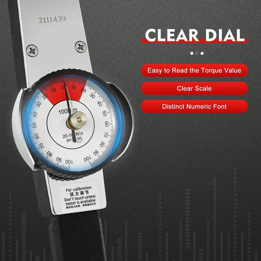 Dial Torque Wrench Indicator, High Precision 0-100N.M 2-Direction TLB ...