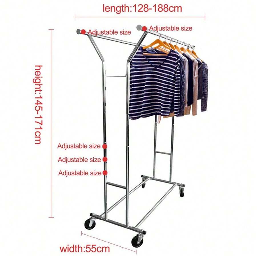 Clothing Garment Rack, Rolling Clothing Racks, Double-Bar Steel Clothes ...