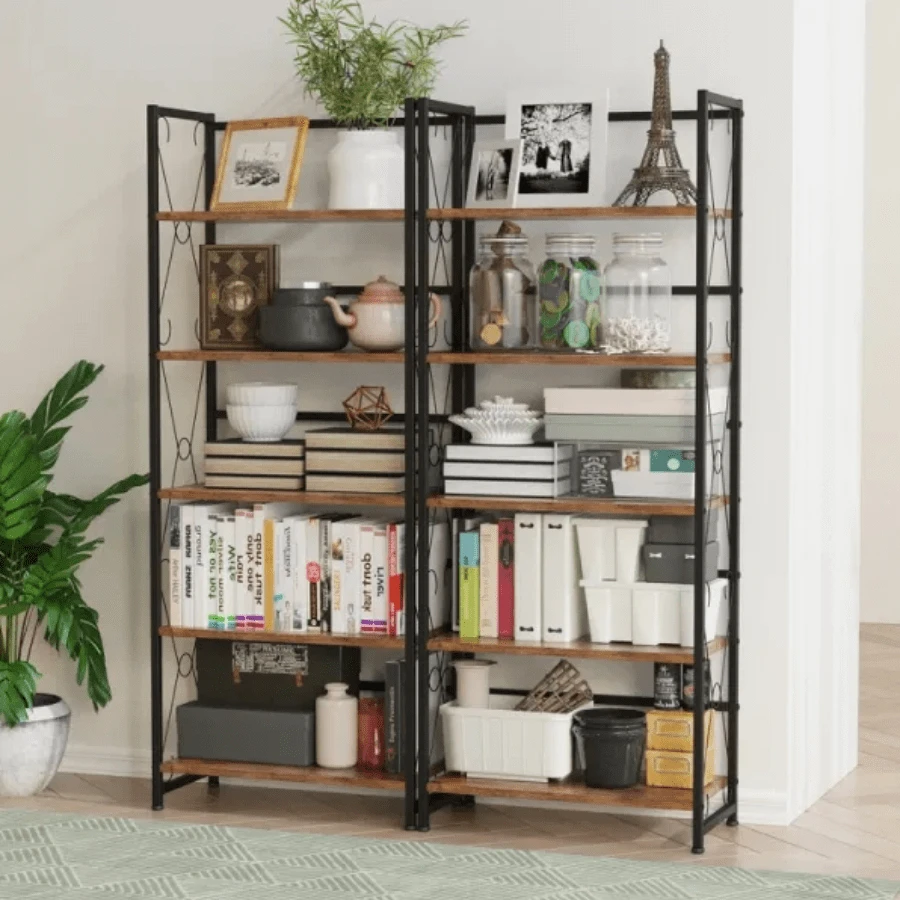 5 Tiers Bookshelf Classically Modern Metal Frame Bookshelf Book Rack ...