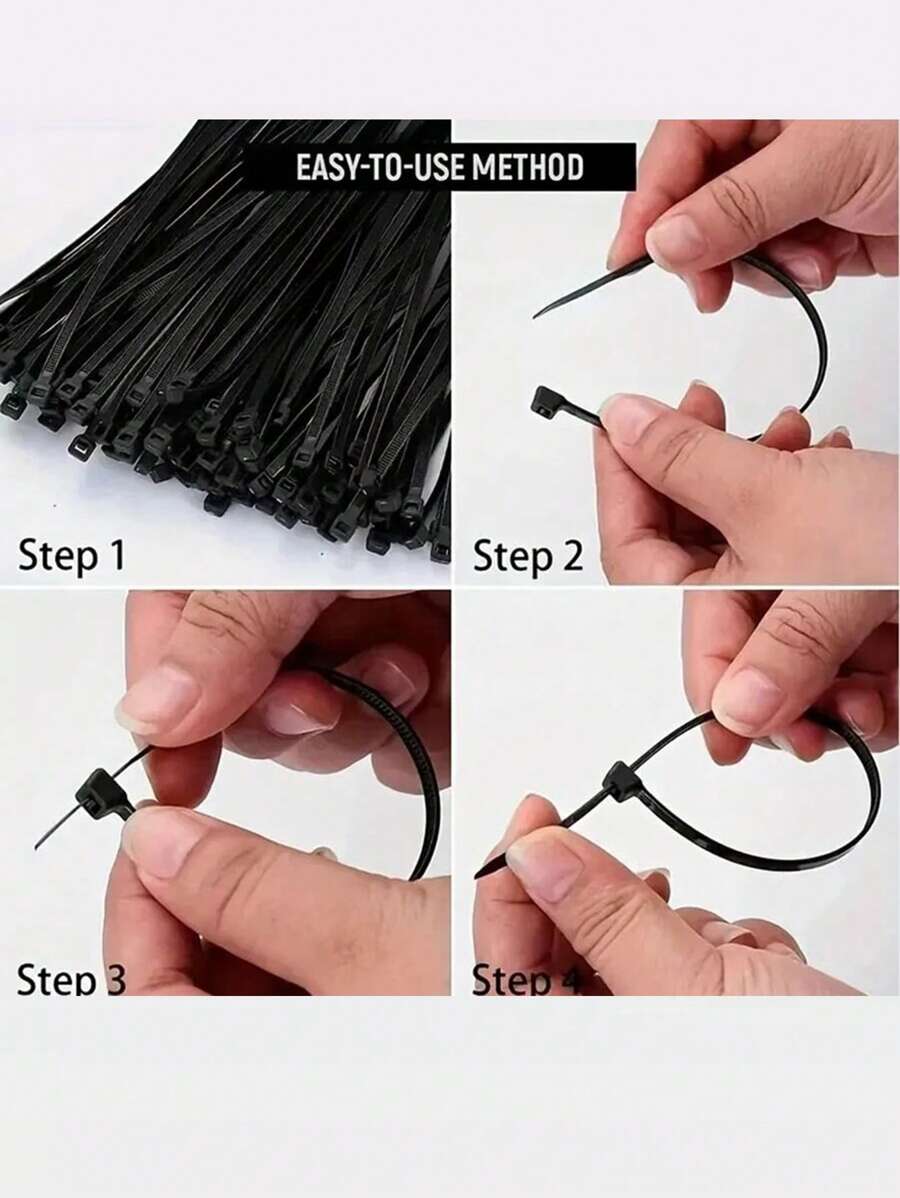 100pcs/Pack Nylon Self-Locking Zip Ties, White Plastic Strapping Bands ...