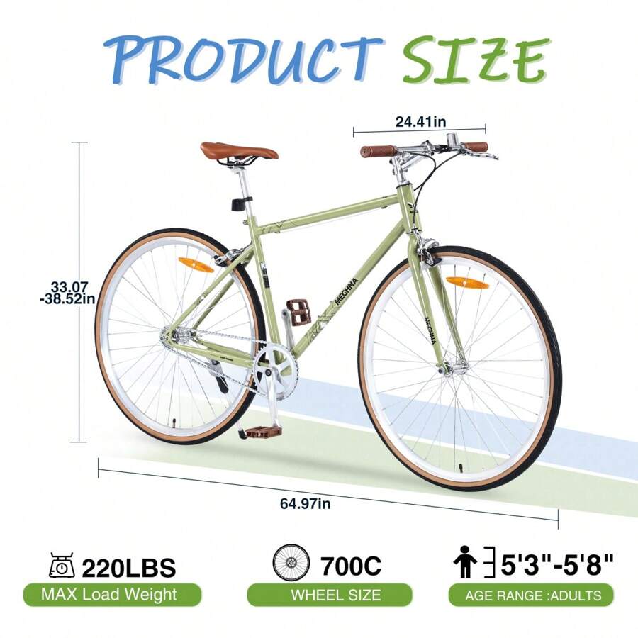Single Speed Retro Style 700C Road Bike For Men Women's City Bicycle ...