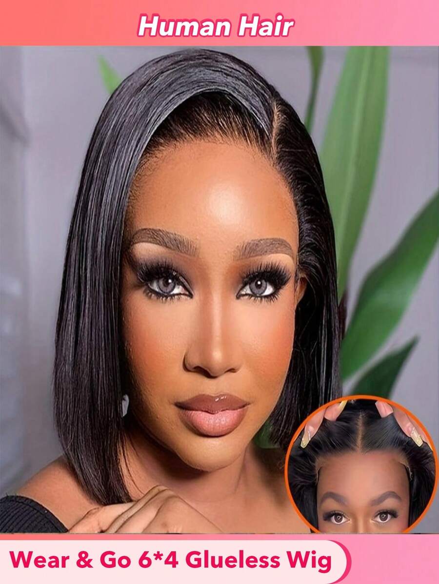 Bye Bye Knots Wig 4x6 Straight Bob Wigs Human Hair Pre Bleached ...