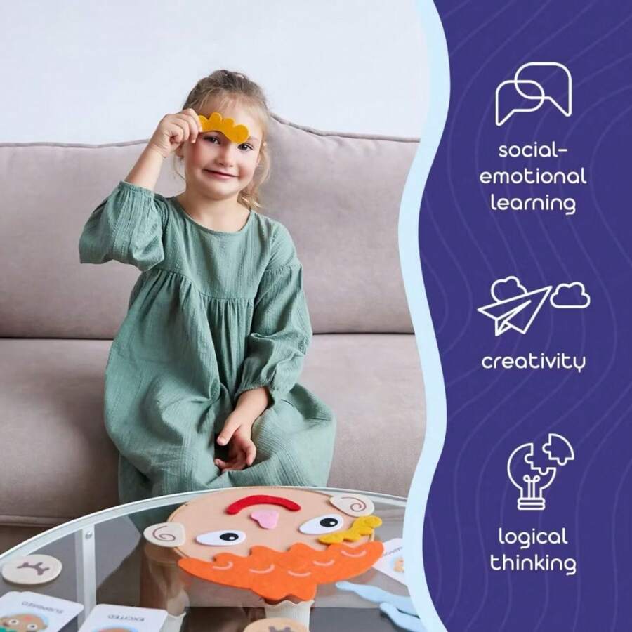 Social Emotional Game Make Faces And Describe Feelings Toy With 9 Cards ...