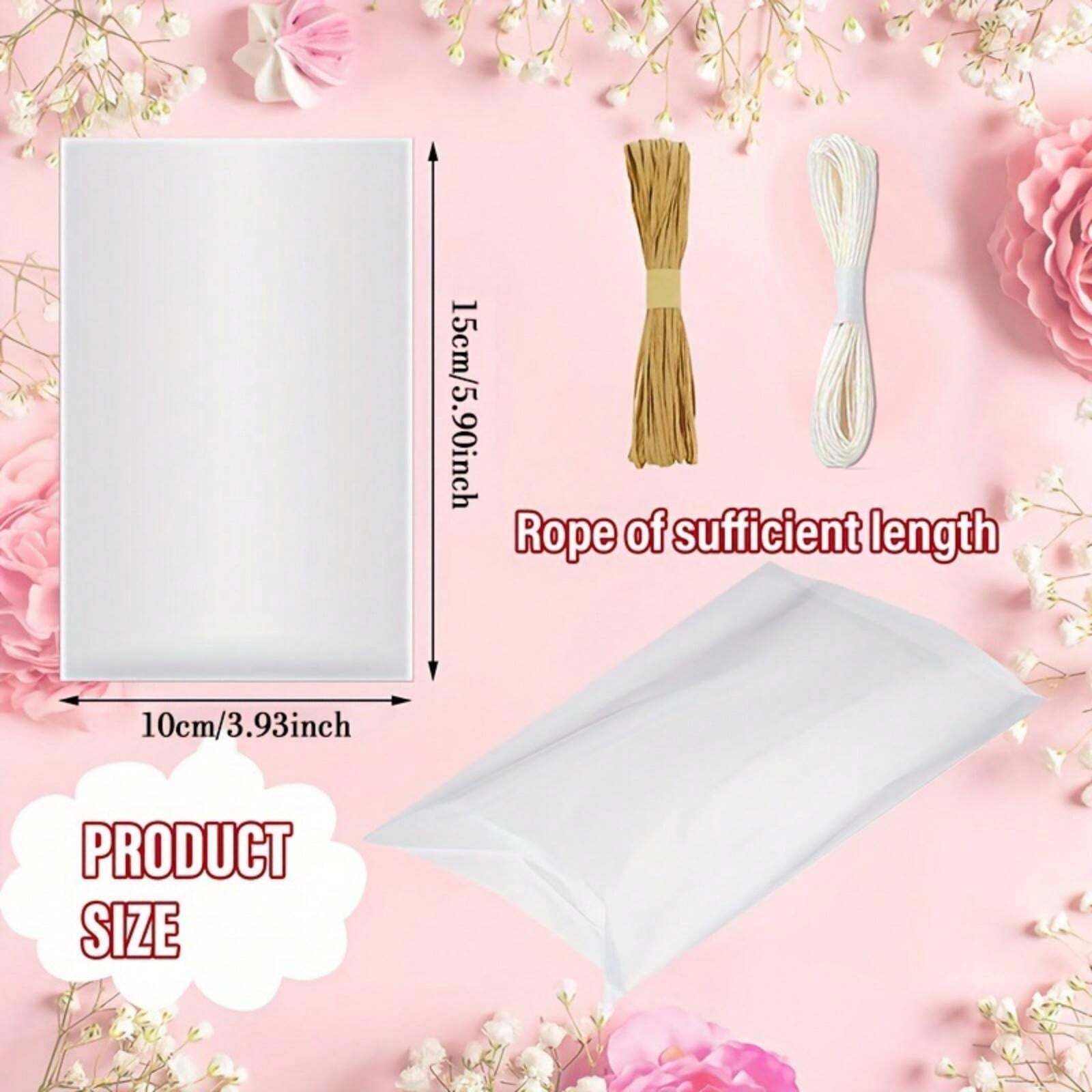 100 Pcs Soap Wrappers Transparent Cellophane Bags With Raffia Rope For ...