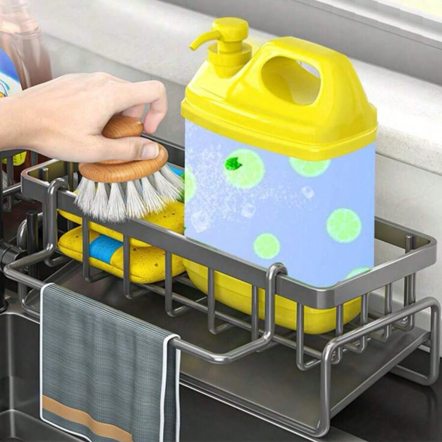 Kitchen Sink Dish Soap Rack With Wire Sponge And Drain Designed ...