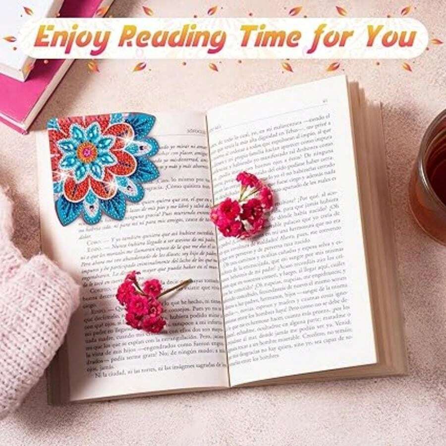 4 Mandala Flower Diamond Art Drawing Bookmarks, DIY Diamond Art ...