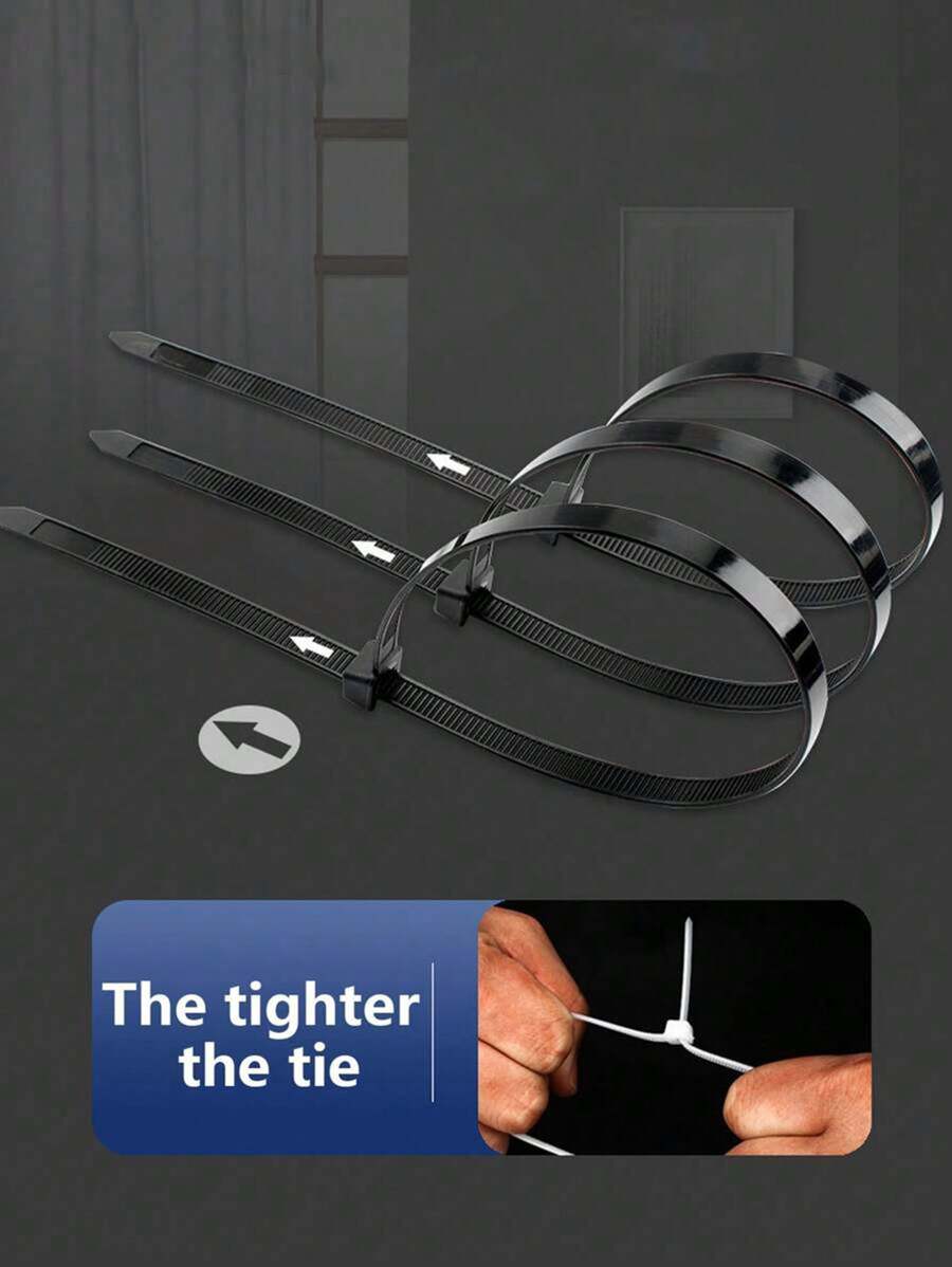 100pcs/Pack Nylon Self-Locking Zip Ties, White Plastic Strapping Bands ...