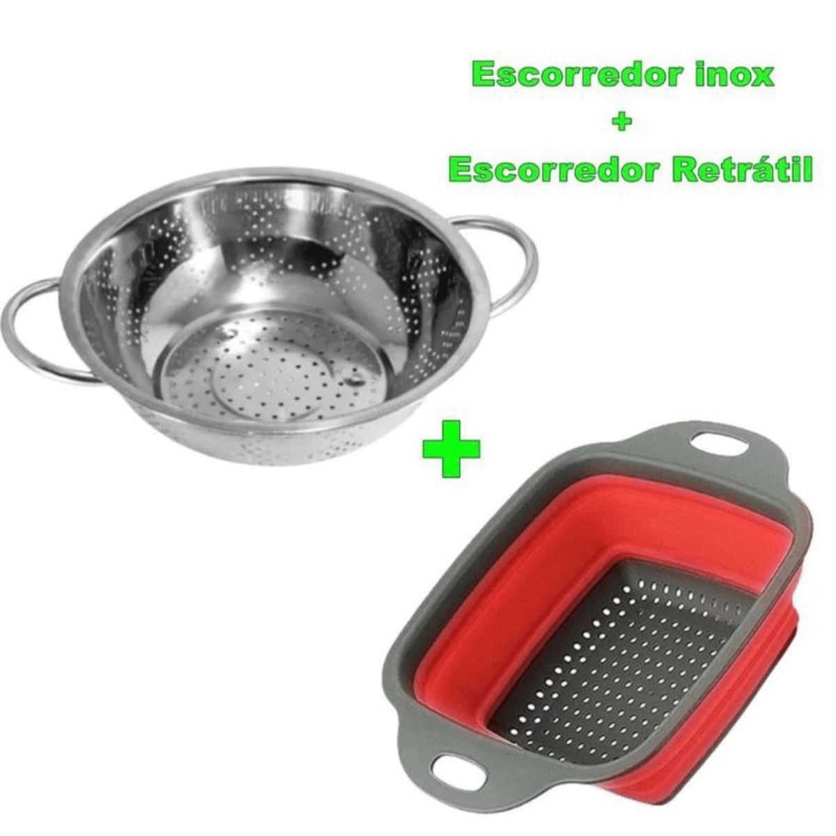 Stainless Steel/Metal Pasta Drainer Kit + Foldable Pasta Drainer ...