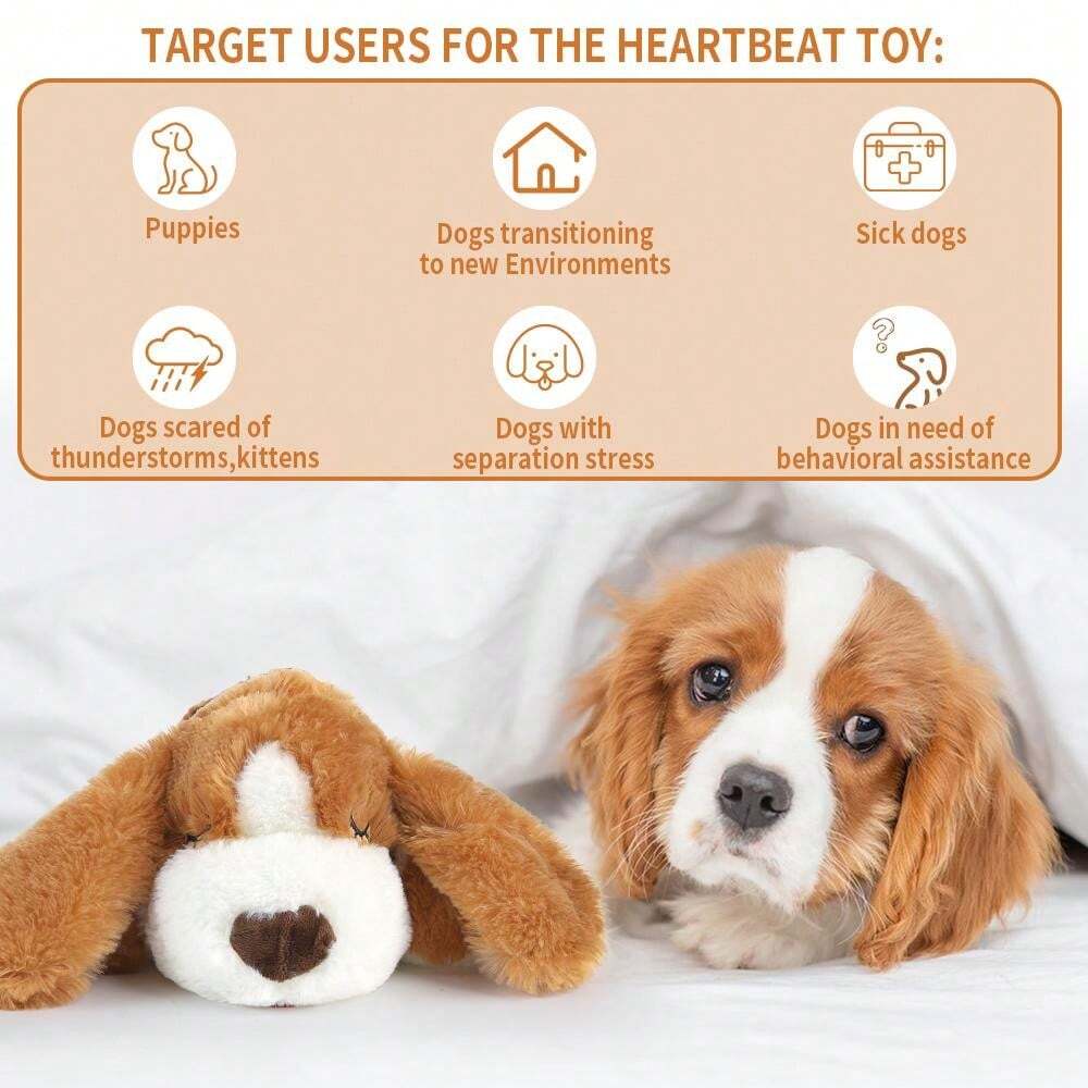 FULED Christmas Gifts Heartbeat Plush Toy For Dogs. Pet Anxiety Relief ...