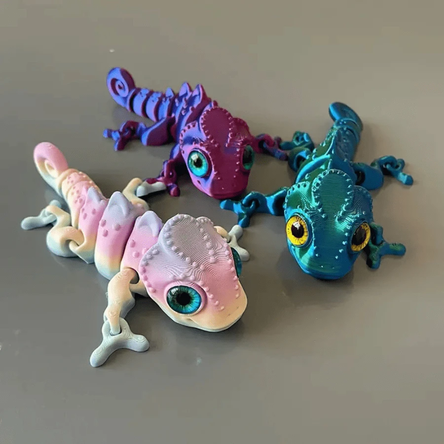 3D Printed Chameleon With Realistic Eyes, Multi-Color Gradient, And ...