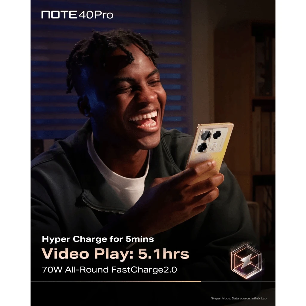 Infinix TÉLÉPHONE PORTABLE NOTE 40 Pro 8 Go + 256 Go 4G Helio G99 6,78" 120 Hz IPS LCD 108 MP ...