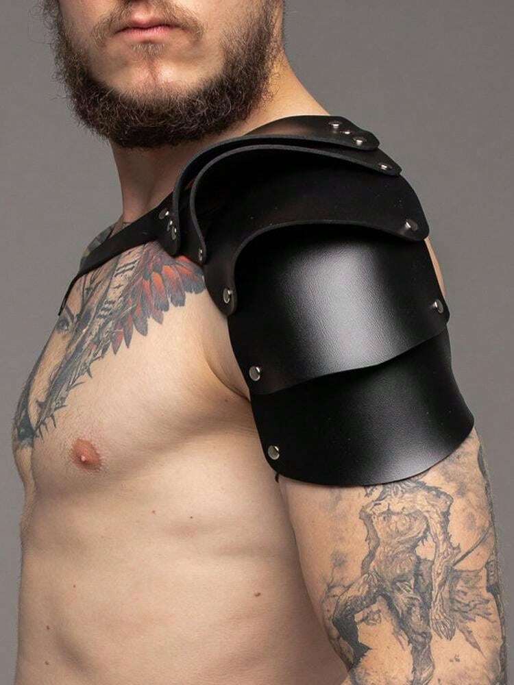 Medieval Man Black PU Leather Harness Armour Gothic Shoulder Armor ...