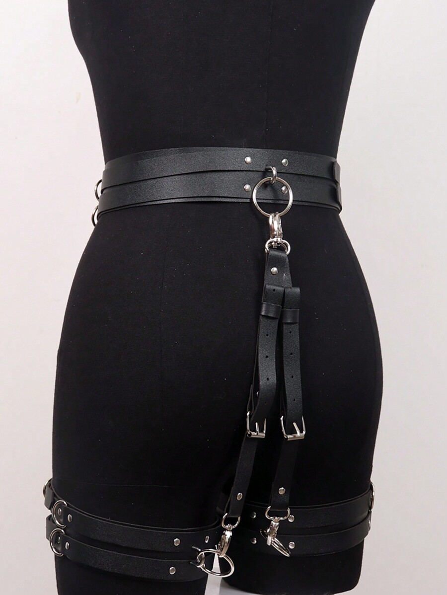 Women Sexy Thigh Garter Belt Faux Leather Harness Buttock Suspenders ...