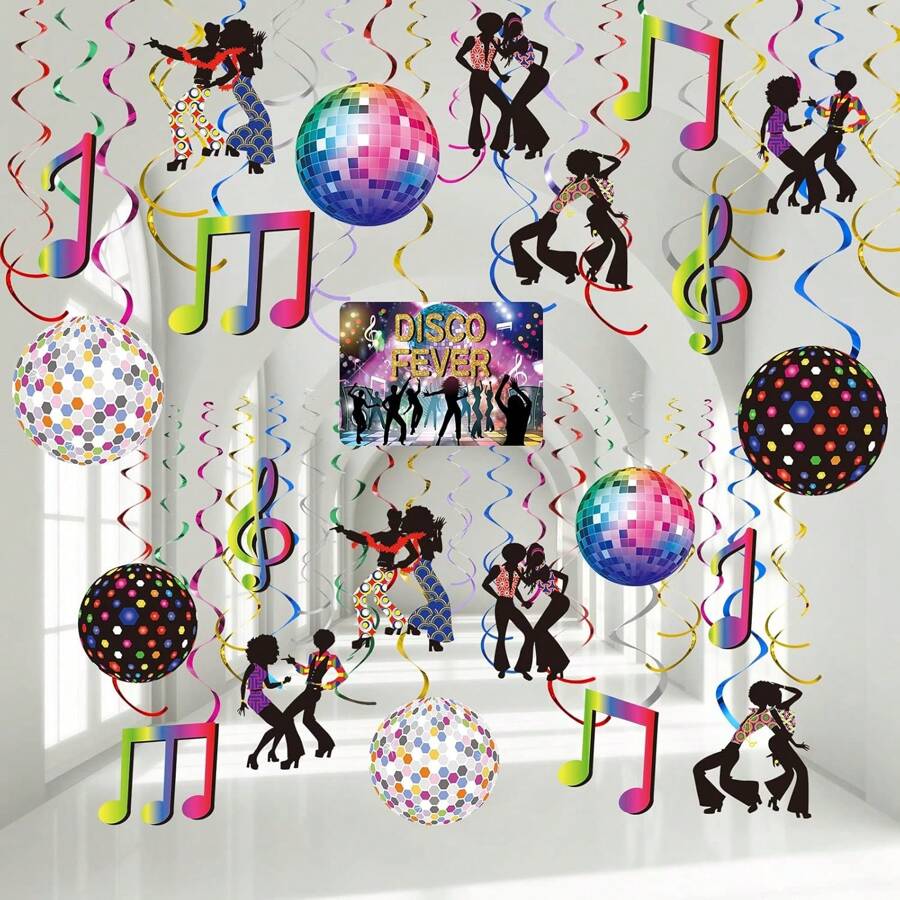 Disco Party Decorations, 70s Disco Ball Hanging Swirl Ceiling ...