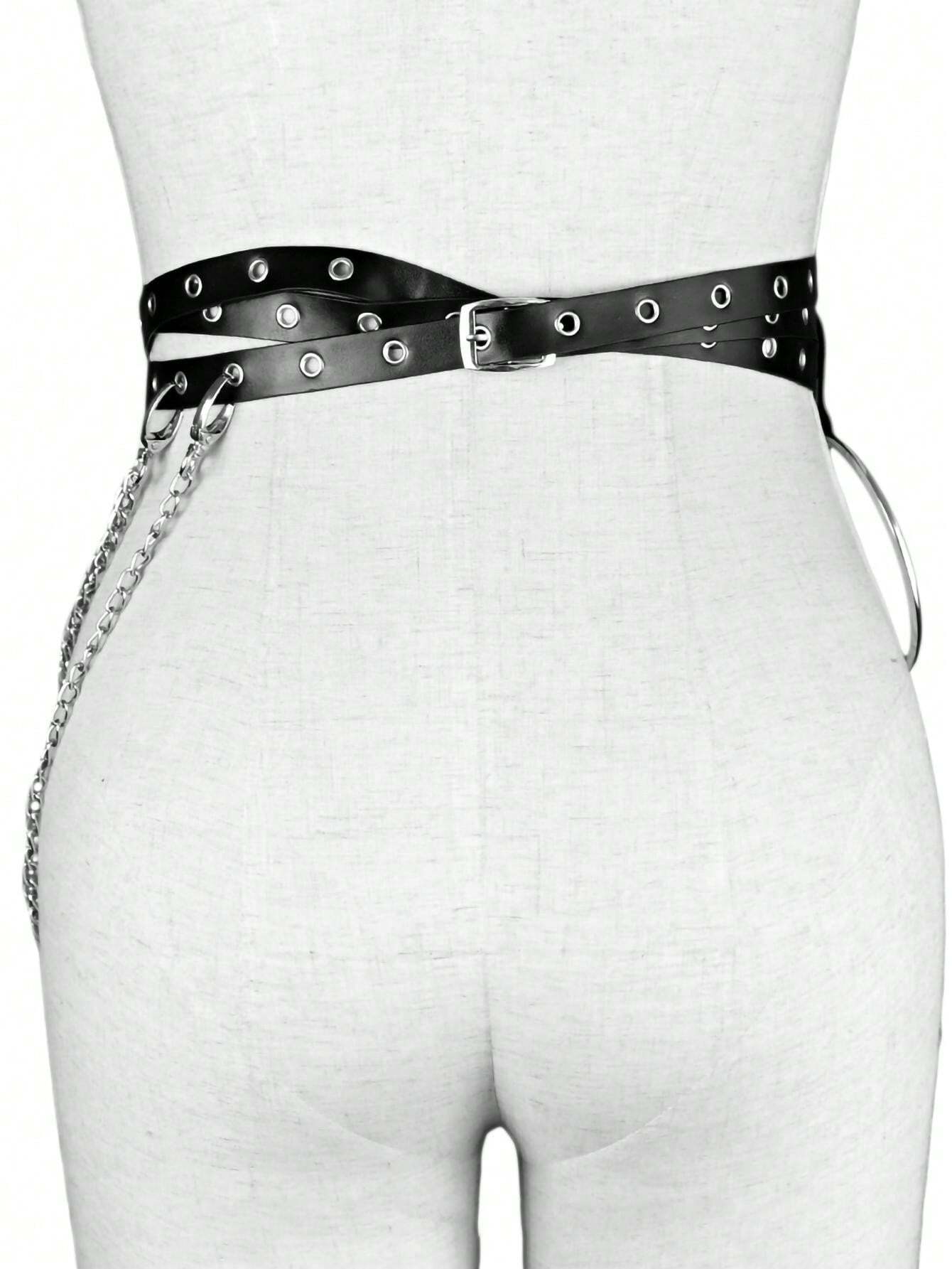 Sexy Harness Metal Chest Chain Body Harness Belts Goth Punk Suspenders ...