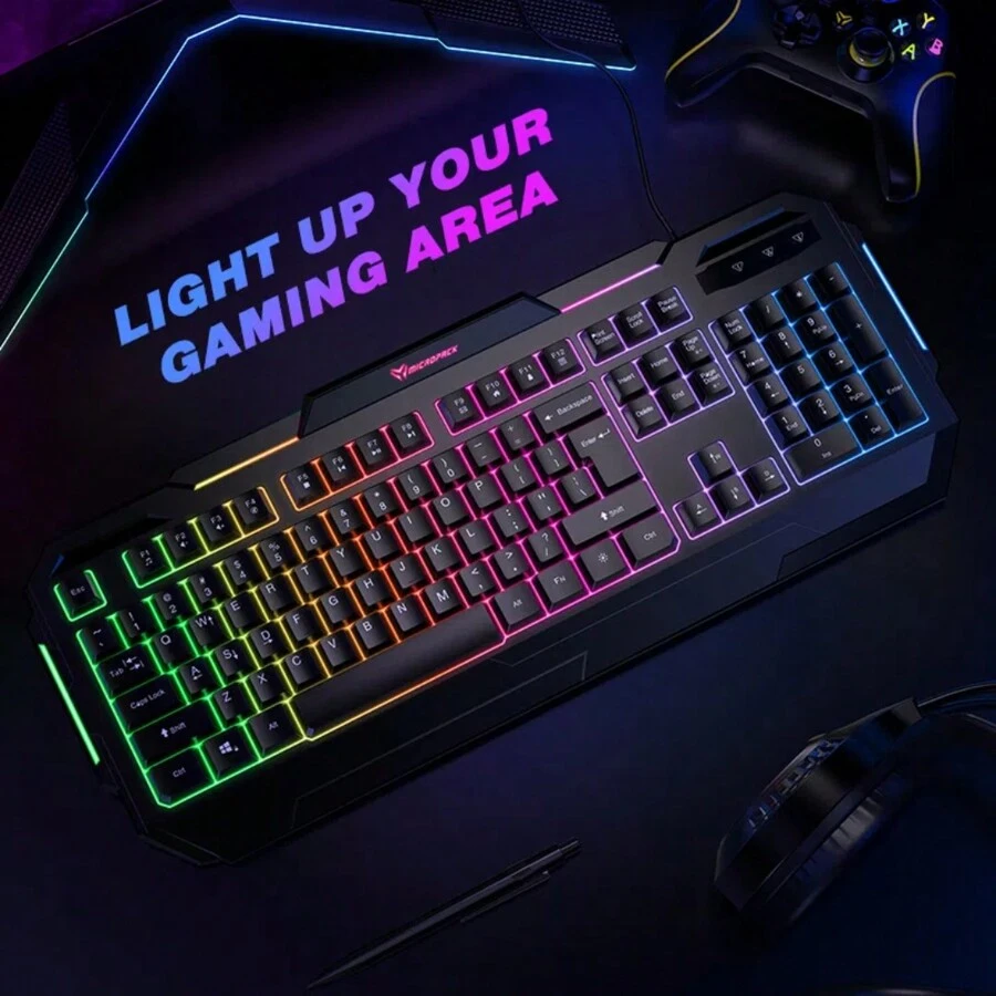 Wired RGB Backlit Gaming Keyboard Spill-Resistant 104 Keys Full Size ...
