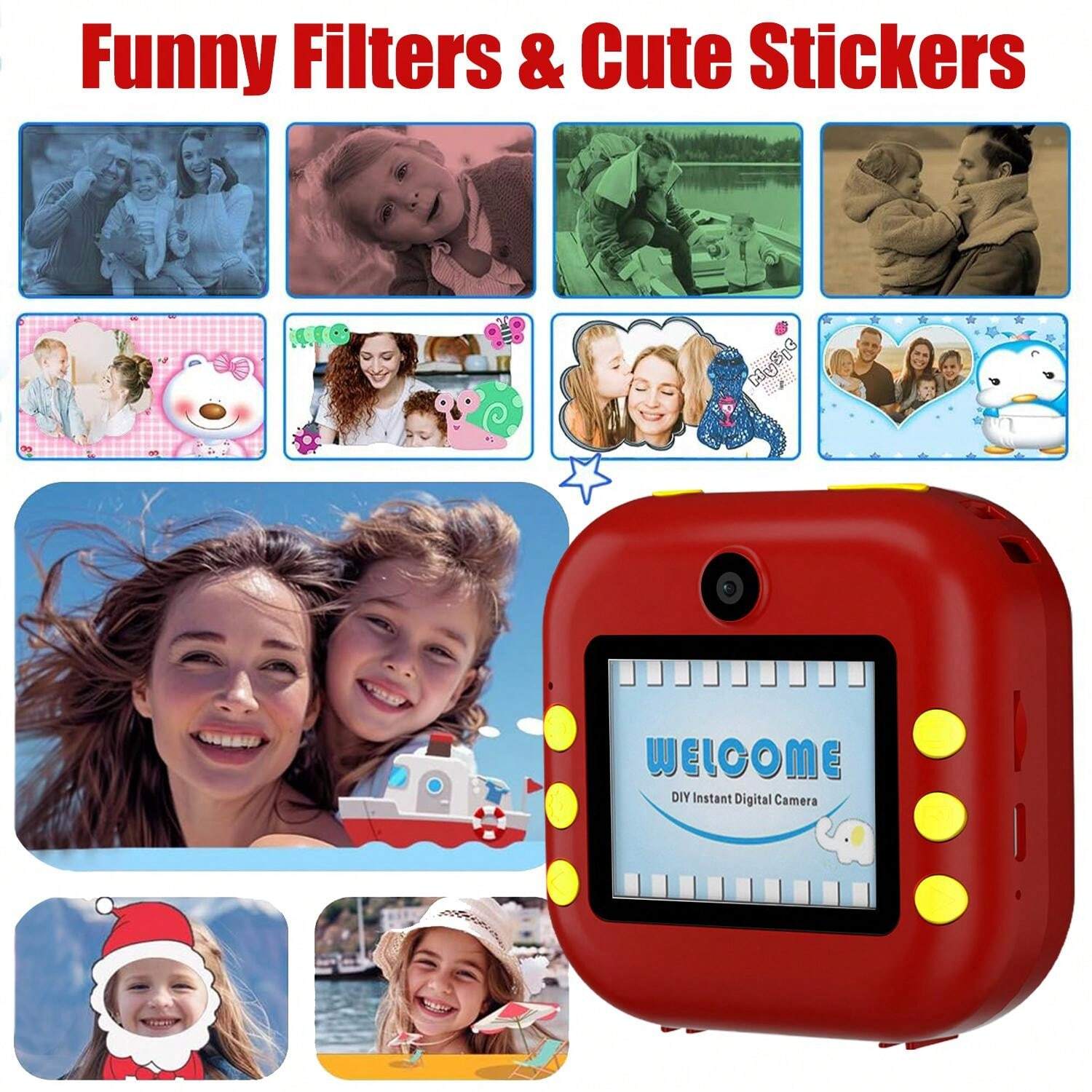 Fotocamera per bambini con stampa istantanea, regalo di compleanno per ...