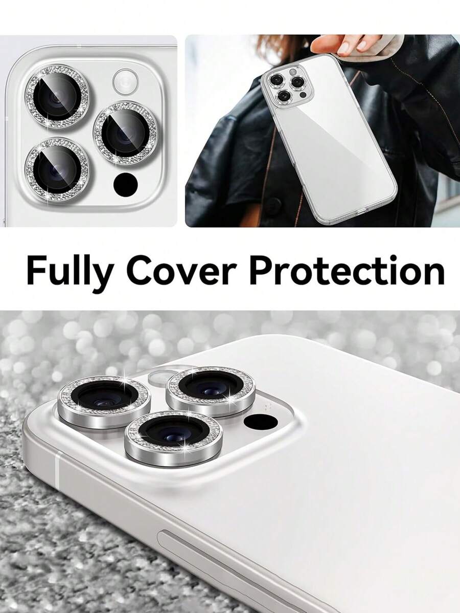 3pcs Camera Lens Tempered Glass Protector With Metal Edge Fit ...