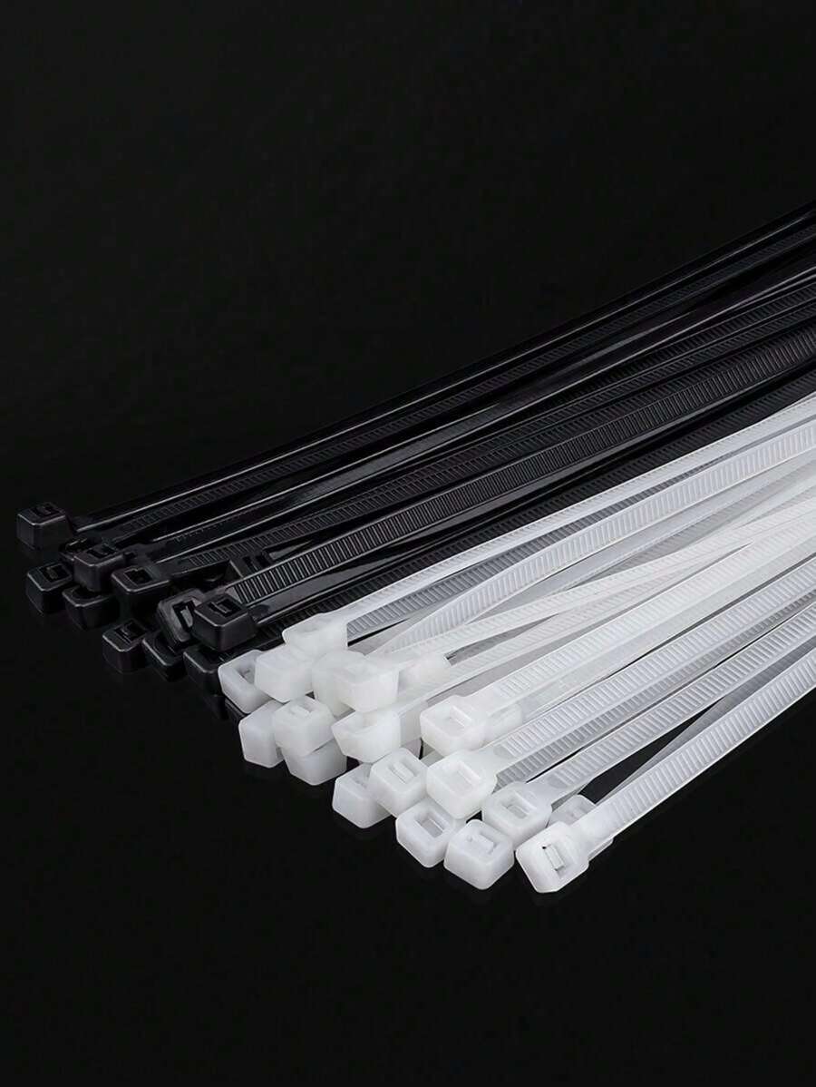 100pcs/Pack Nylon Self-Locking Zip Ties, White Plastic Strapping Bands ...