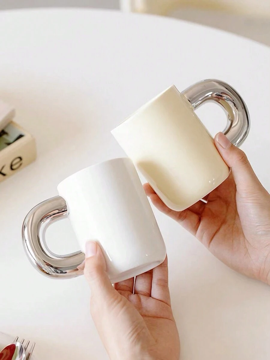 1pc Ceramic Big Ear Mug, High Quality Coffee Cup, Suitable For Living ...