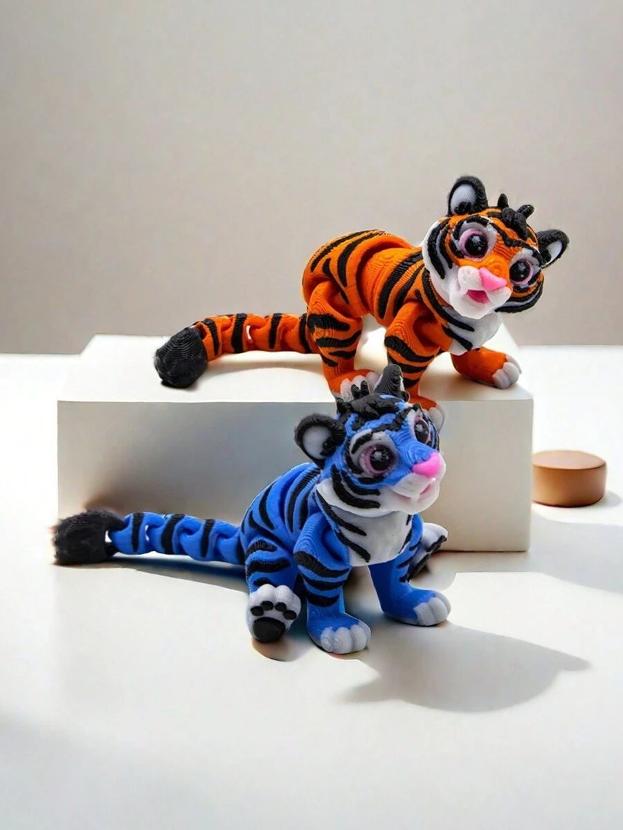3D Printed Colorful Movable Tiger Animal Model Figurine Toy, Home Decor ...