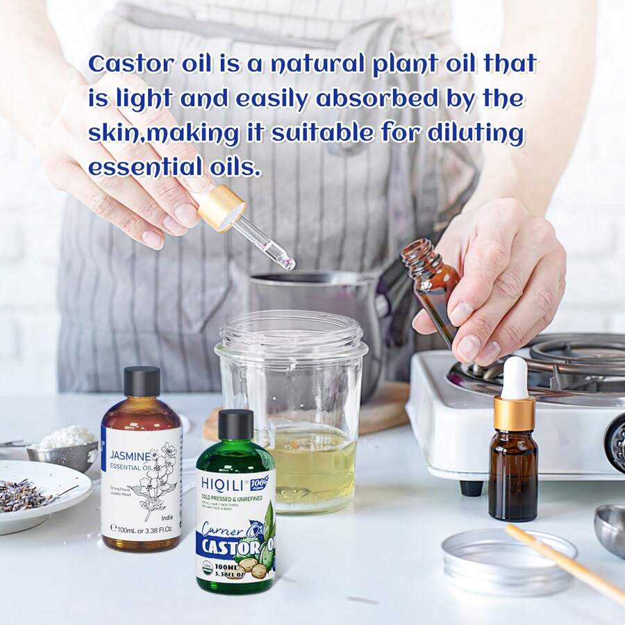 HIQILI HIQILI 100ML /3.38 FL.OZ. Olejek rycynowy, tłoczony na zimno nierafinowany olej bazowy do ...