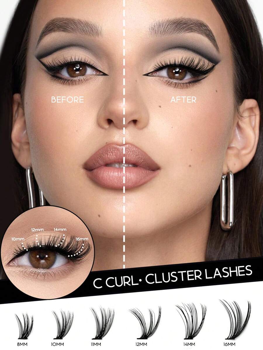 GROINNEYA 240 Cluster Individual Lash Clusters Natural Look Wispy Lash ...