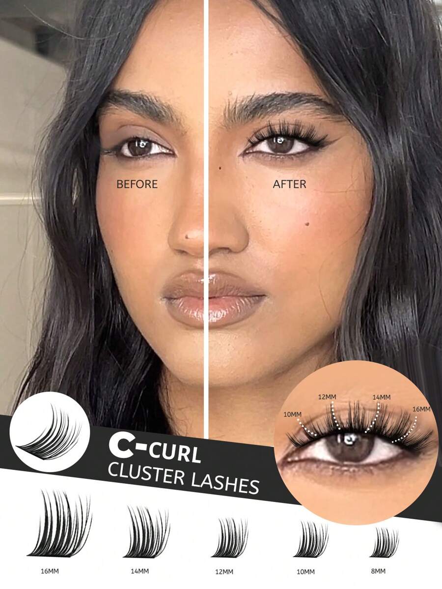GROINNEYA 9 Rows 180pcs C Curl Lash Clusters DIY Eyelash Extensions ...