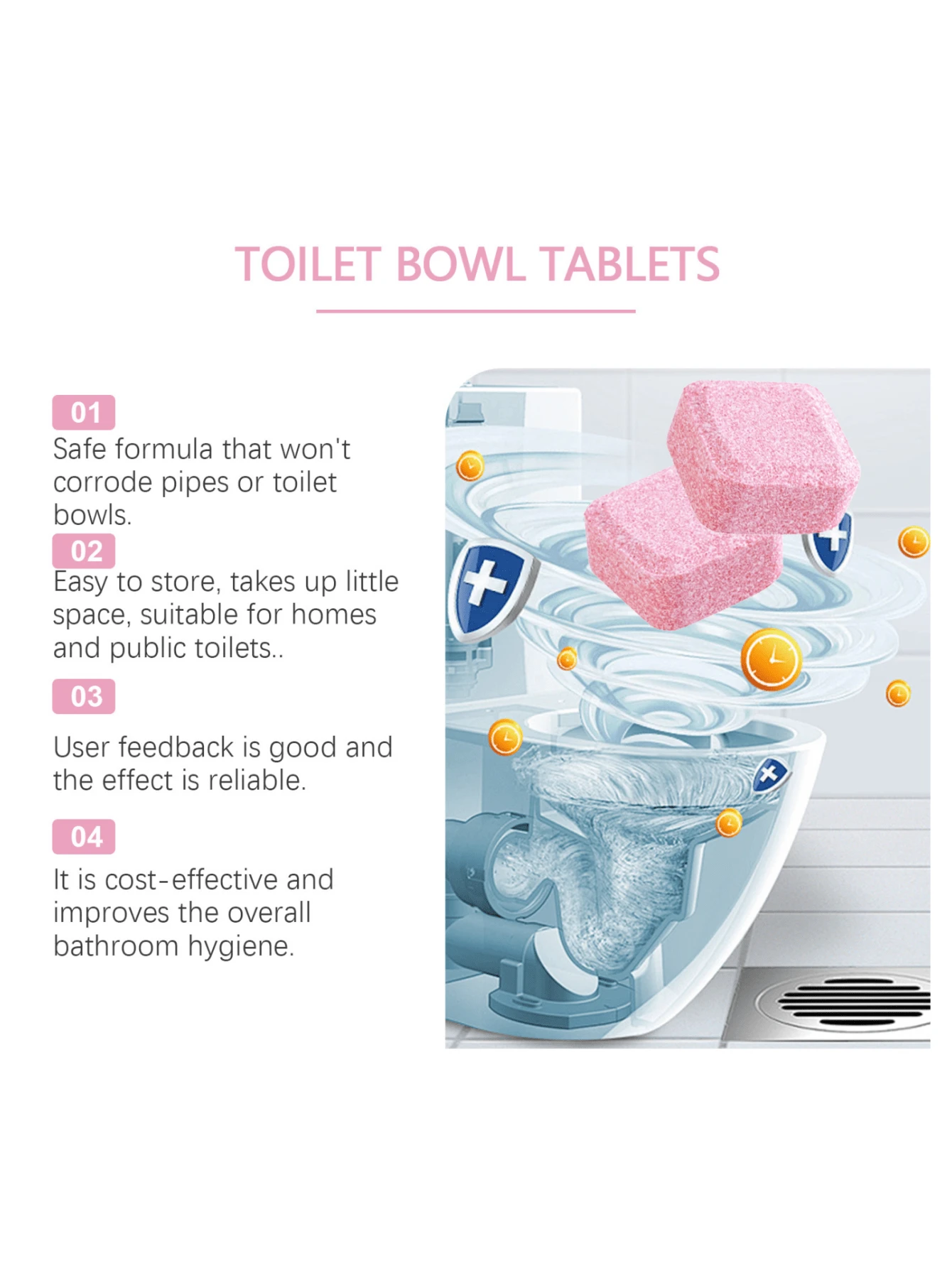 Toilet Cleaning Effervescent Tablets, Quick Dissolving Bathroom Toilet ...