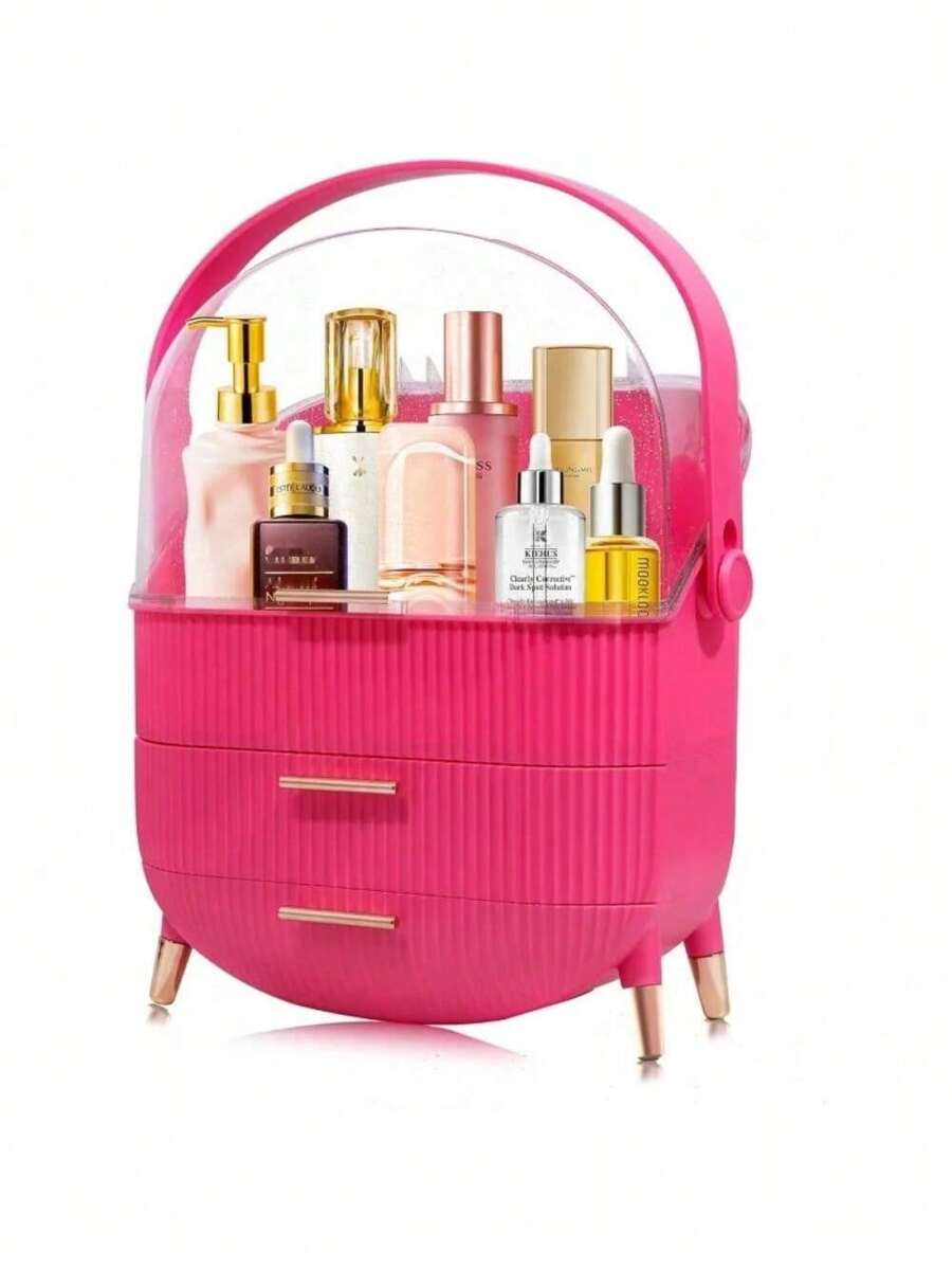 Caja organizadora de maquillaje, organizador portátil de tocador de cosméticos estilo preppy ...