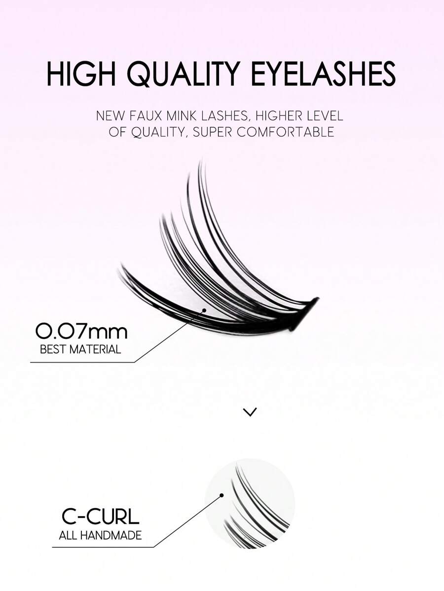 GROINNEYA 12 Rows 240 Cluster C Curl Individual Lash Clusters Natural Look Wispy Lash Clusters ...