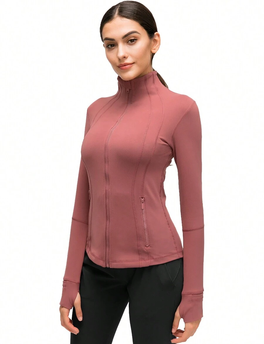 Women's Yoga Jacket Slim Fit Full Zip Running Athletic Jacket ...