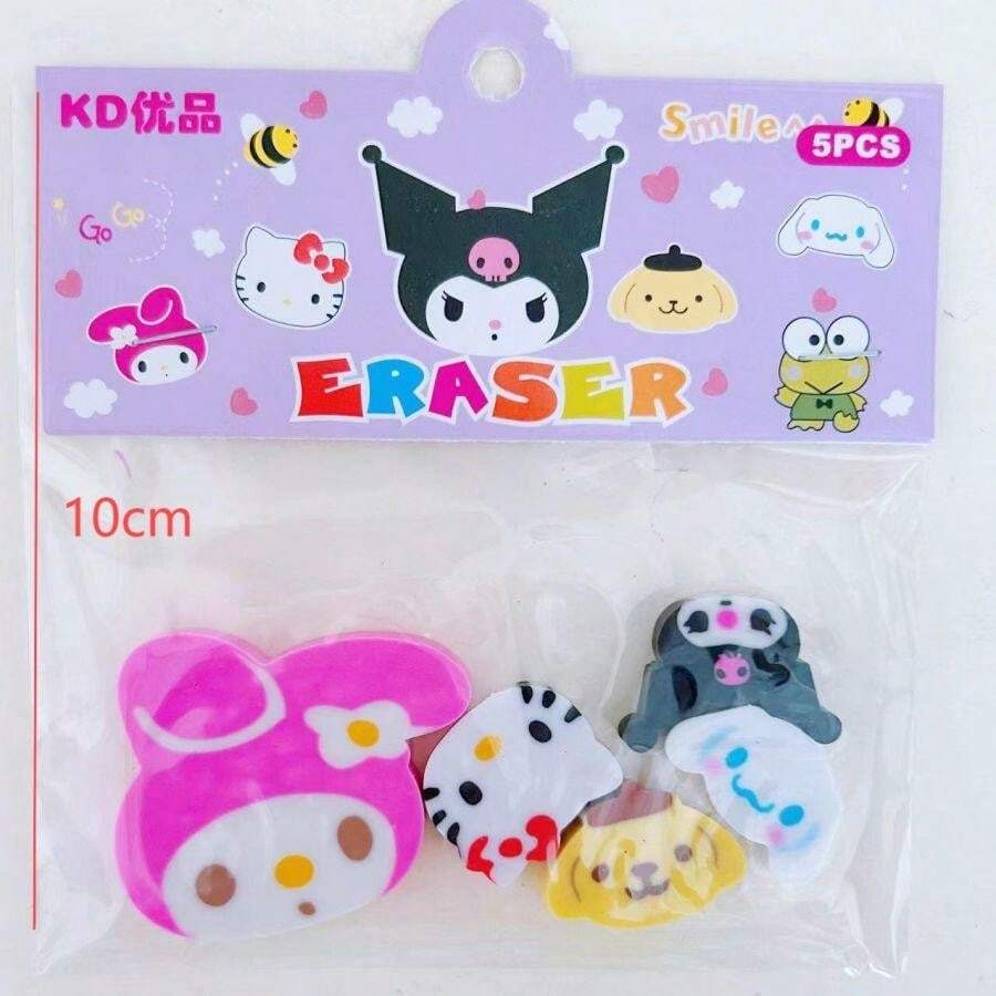 Sanrio Eraser 10 Pack Cute Kuromi Doll Shaped Elementary School Student ...