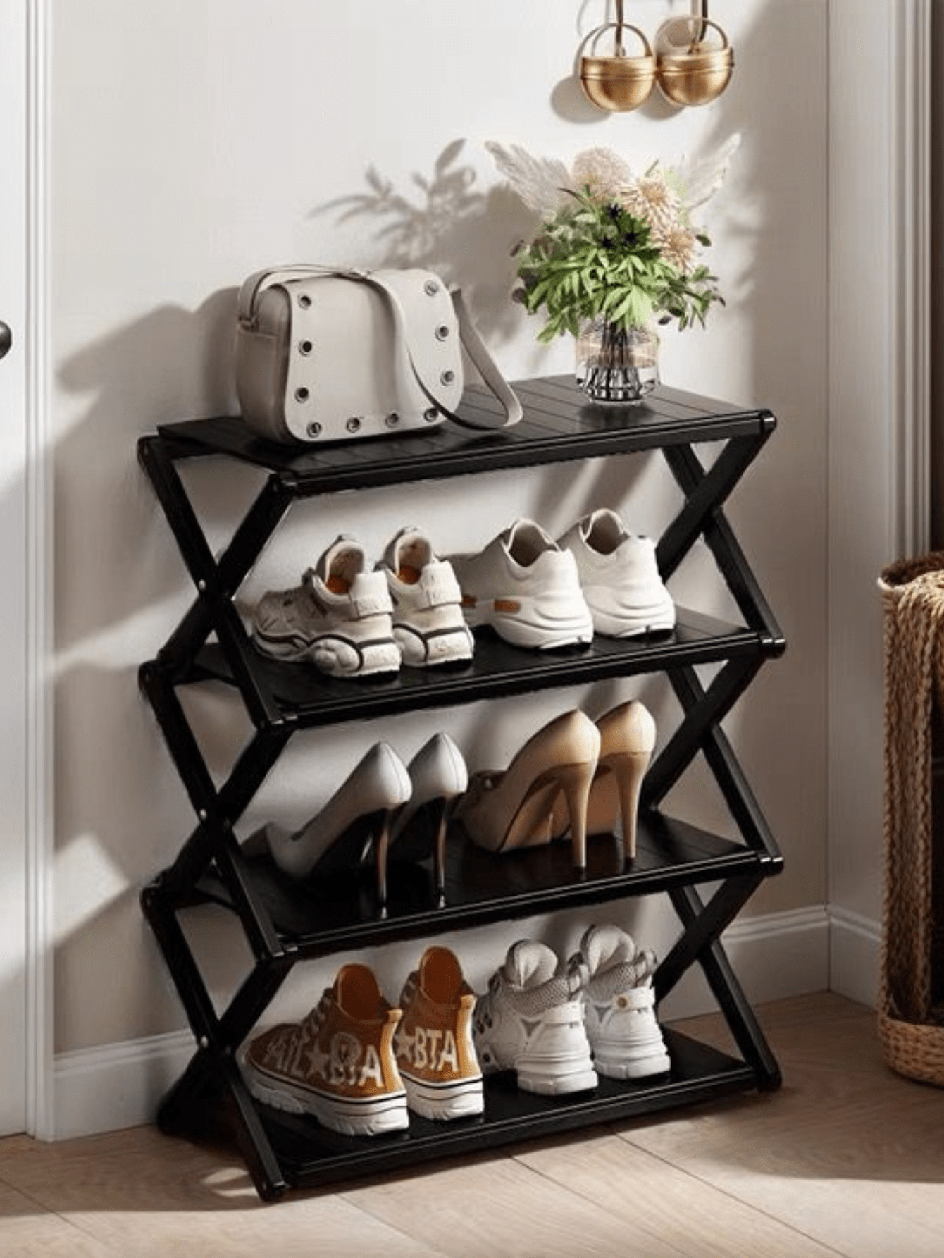 Shoe Shelf Accordion Organizer 4 Spaces Adjustable Multipurpose ...
