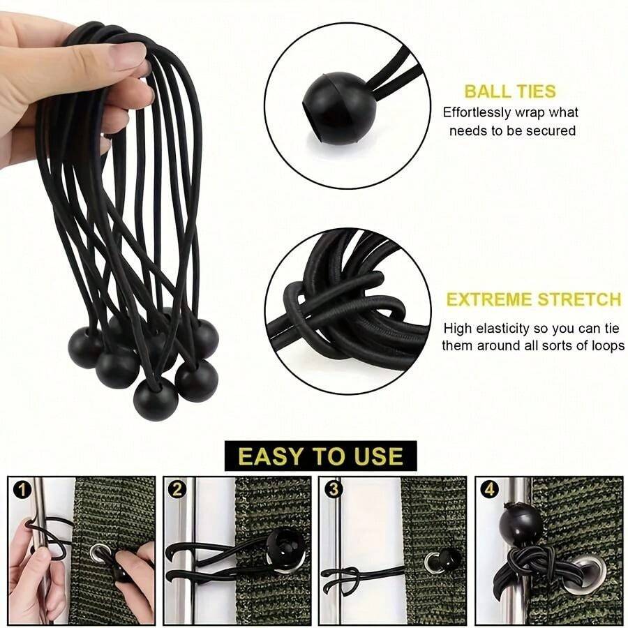Outdoor Camping Tarp Tent Retention Elastic Cords With Plastic Ball ...