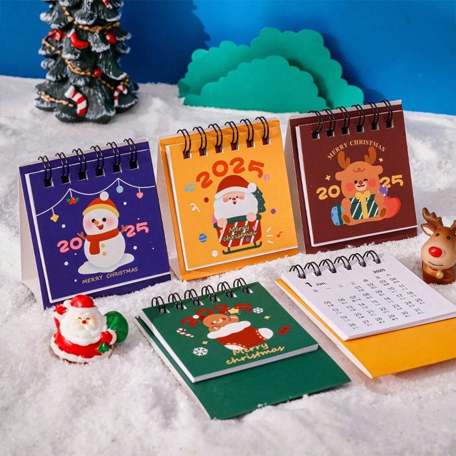 4 Christmas 2025 Small Desk Calendars, Desktop Calendar Check-In ...