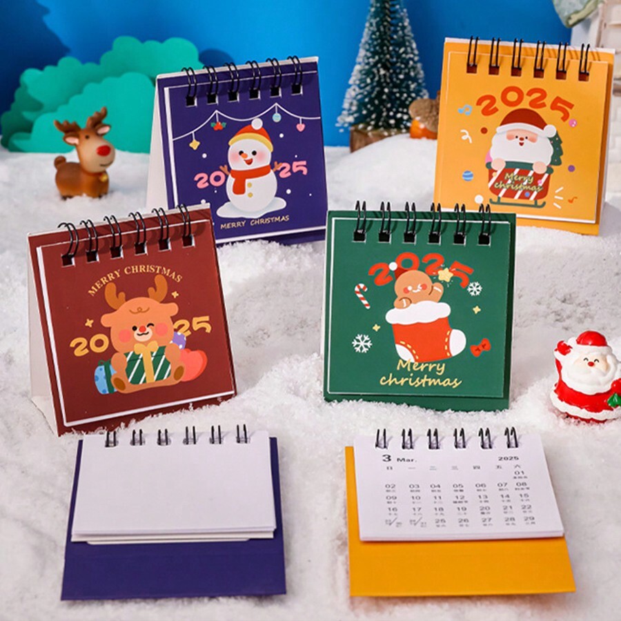 4 Christmas 2025 Small Desk Calendars, Desktop Calendar Check-In ...