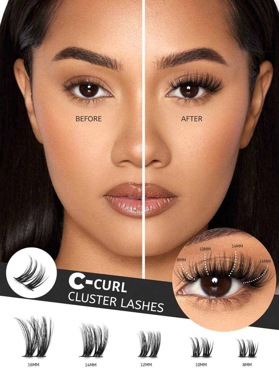GROINNEYA 10 Rows DIY Eyelash Extensions 8-16mm Manga Lashes Volume Individual Eyelashes ...
