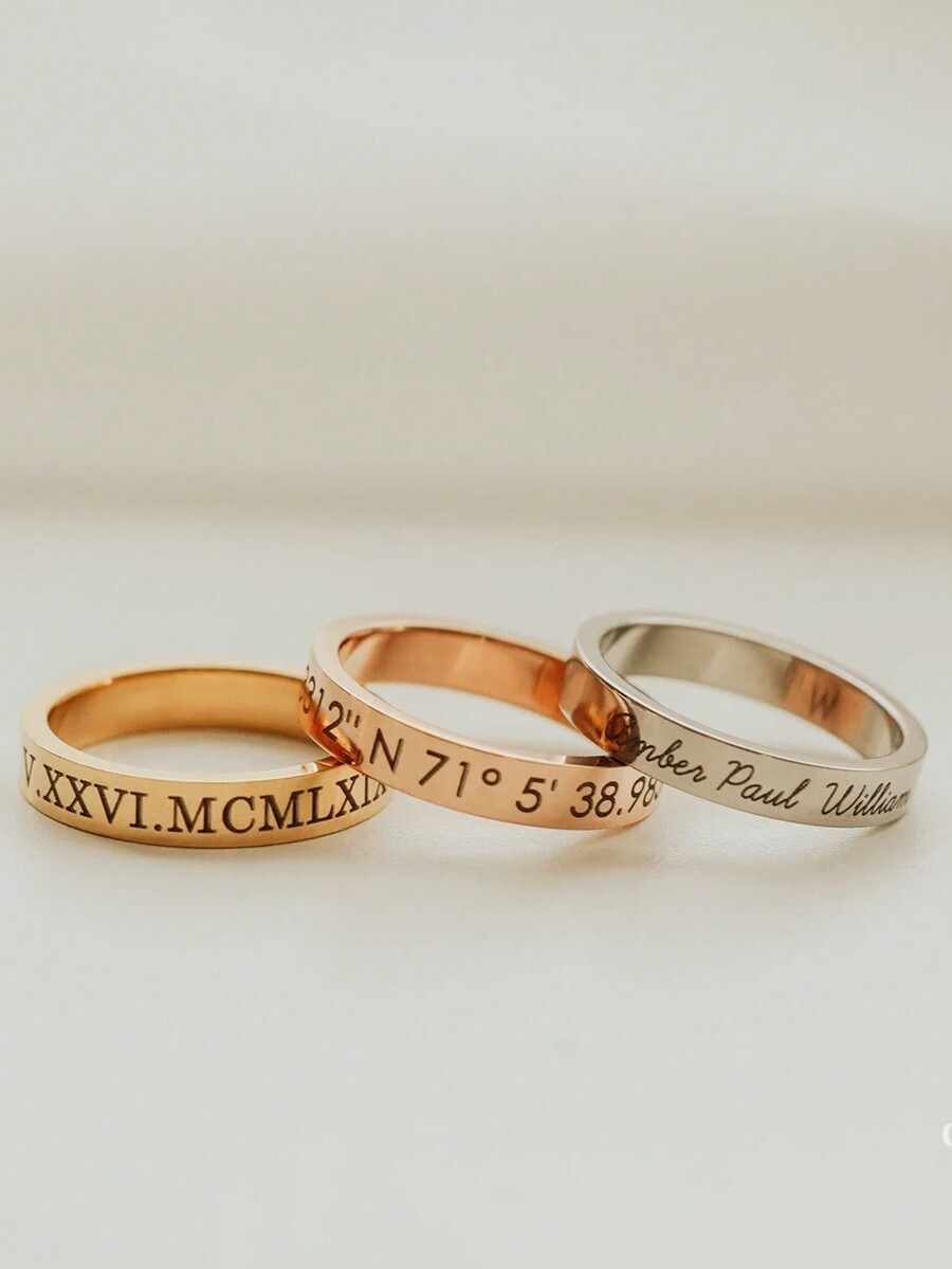 The Minimalist Custom Smooth Stainless Steel Ring Can Be Engraved With ...