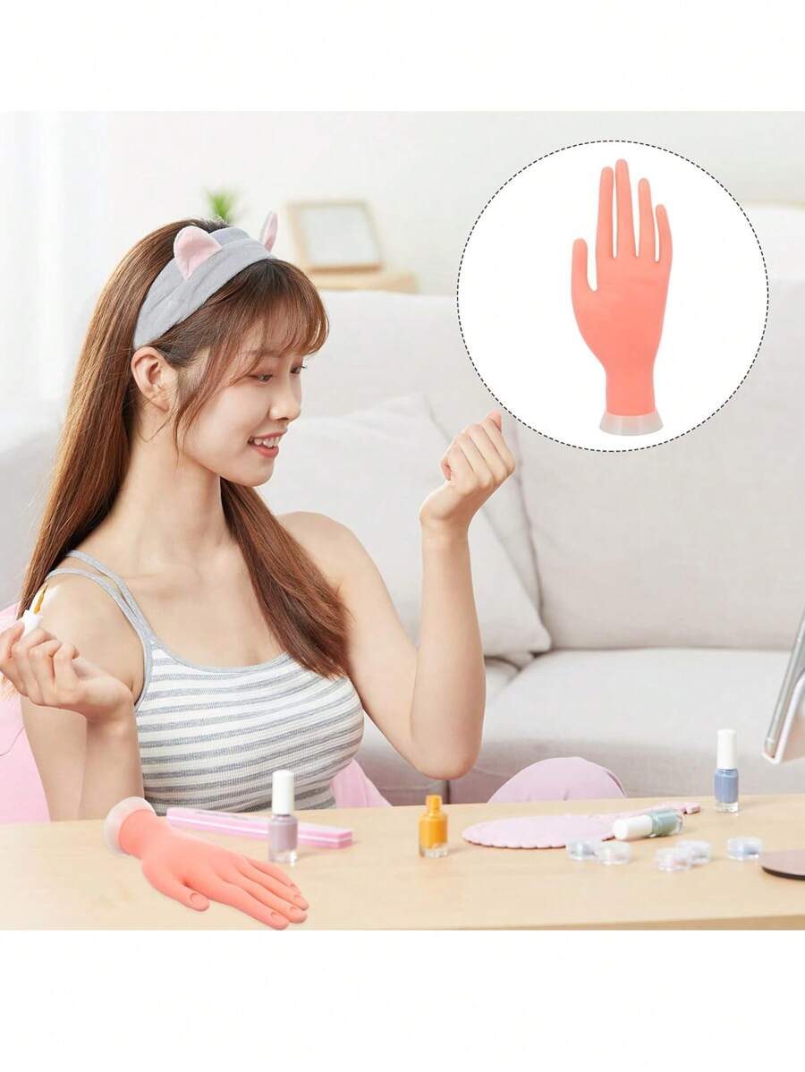 Silicone Finger Movable Model Nail Art Practice Hand Acrylic Fake Nail ...