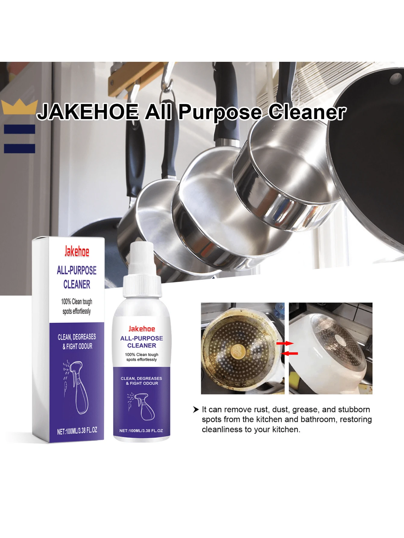 Multi-Purpose Stain Removal Spray Kitchen Dust, Stains, Heavy Oil ...