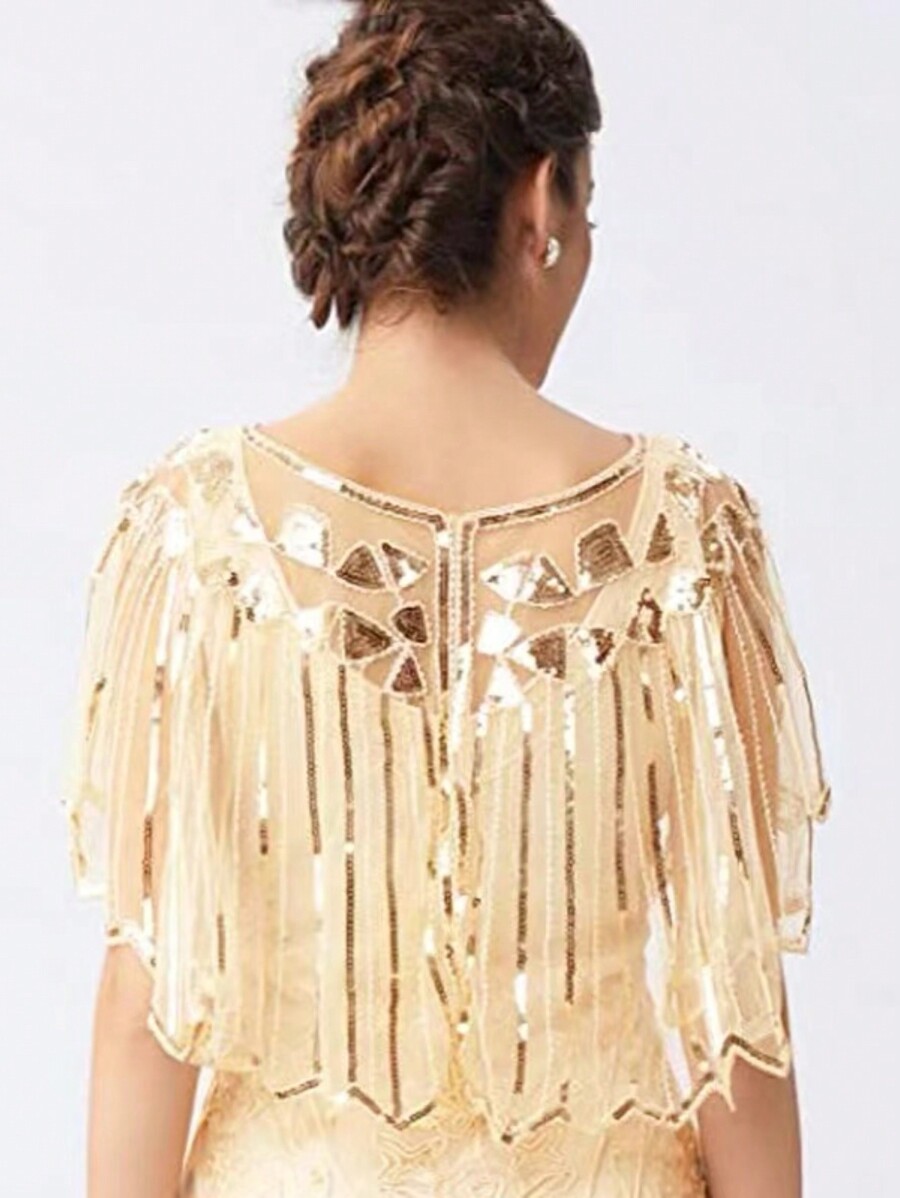 1920s Retro Beaded Sequin Flapper Shawl Loose Decoration Outerwear ...