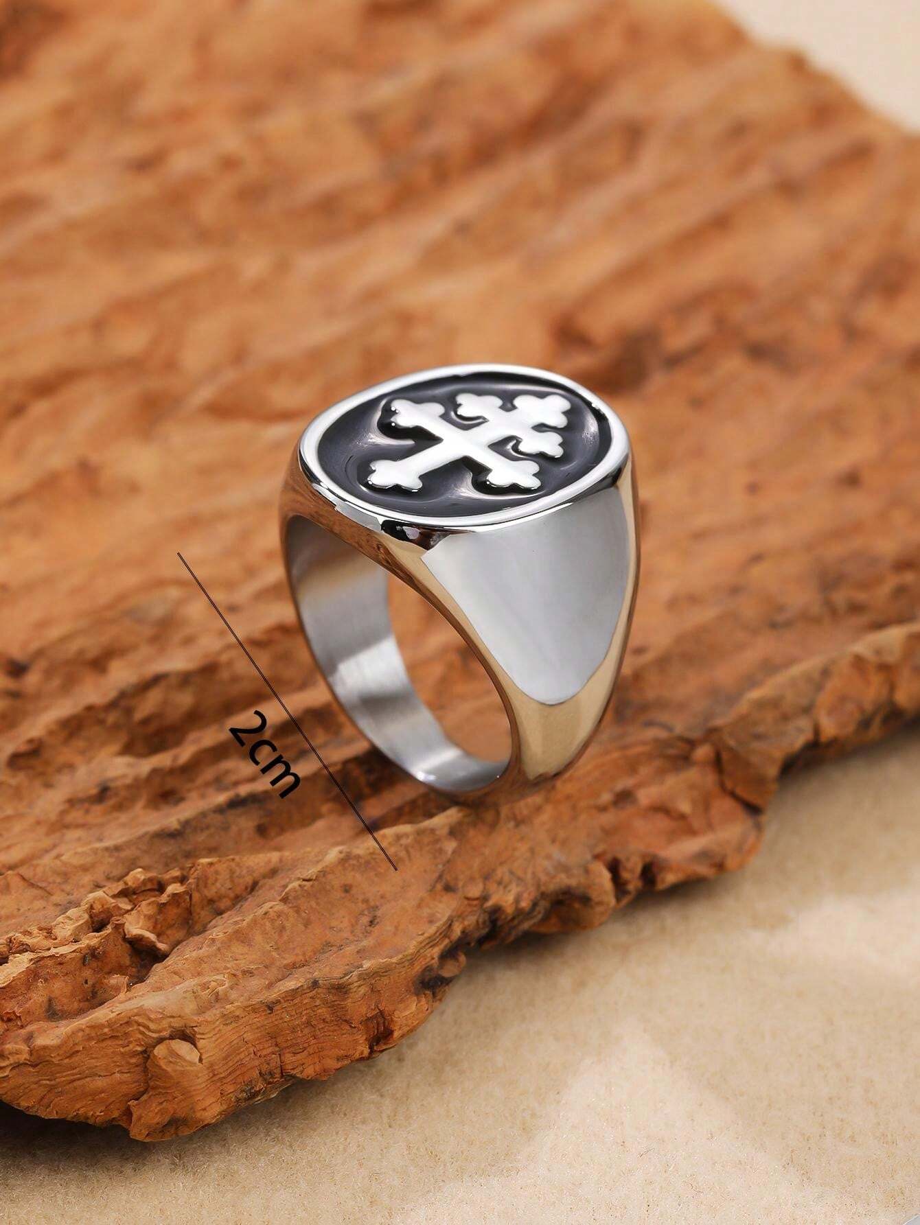 Anel de Cruz Templária Lorraine de Aço Inoxidável para Homens | SHEIN ...