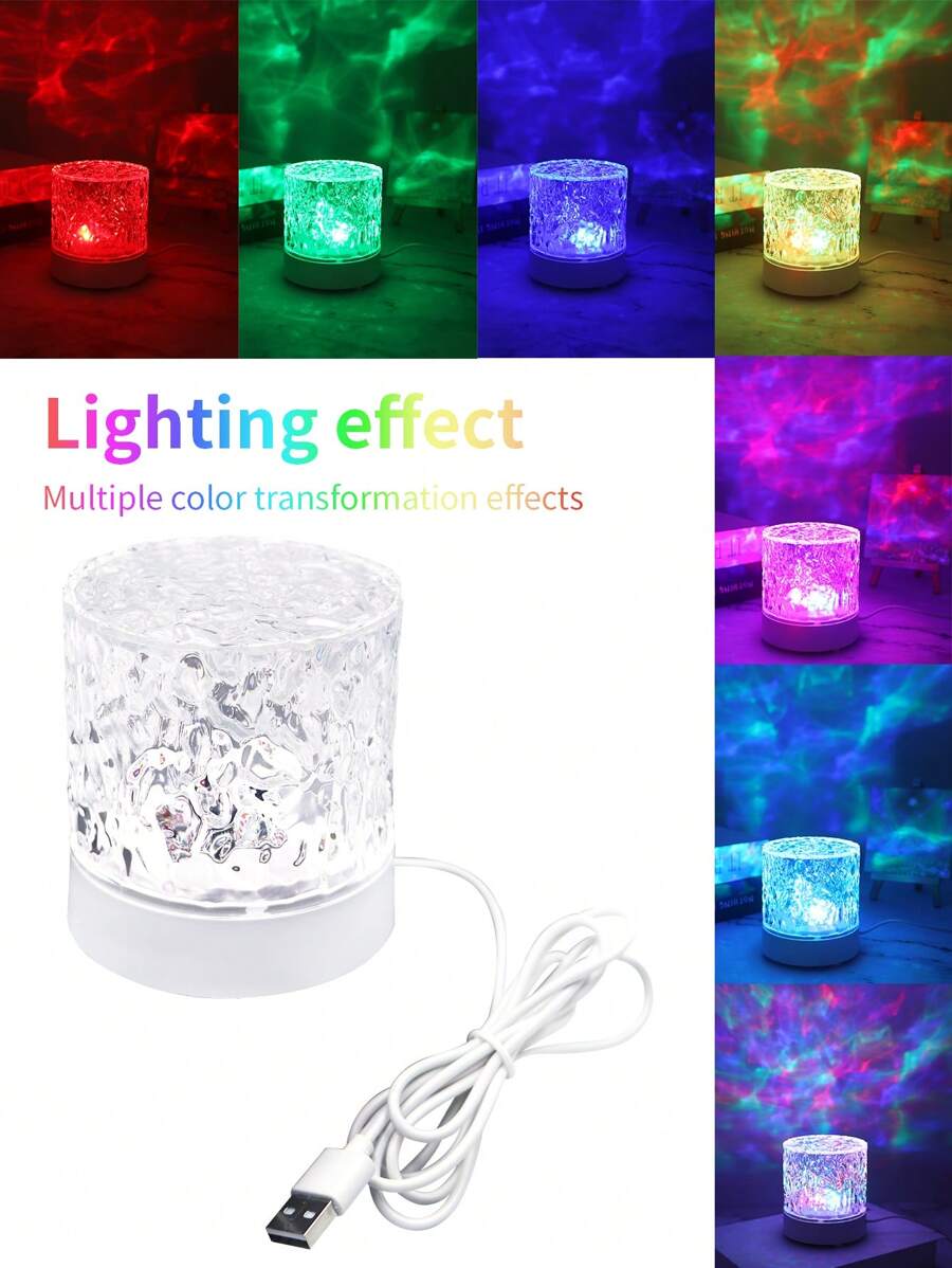 Lampe à vague d'eau changeant de 7 couleurs USB, lumière d'atmosphère ondulée, lampe de table à ...