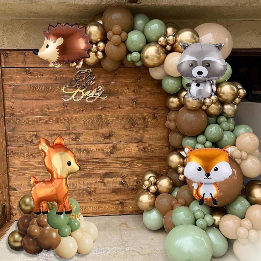 130pcs Forest Theme Balloon Garland Arch Kit, Green Brown Etc Latex ...
