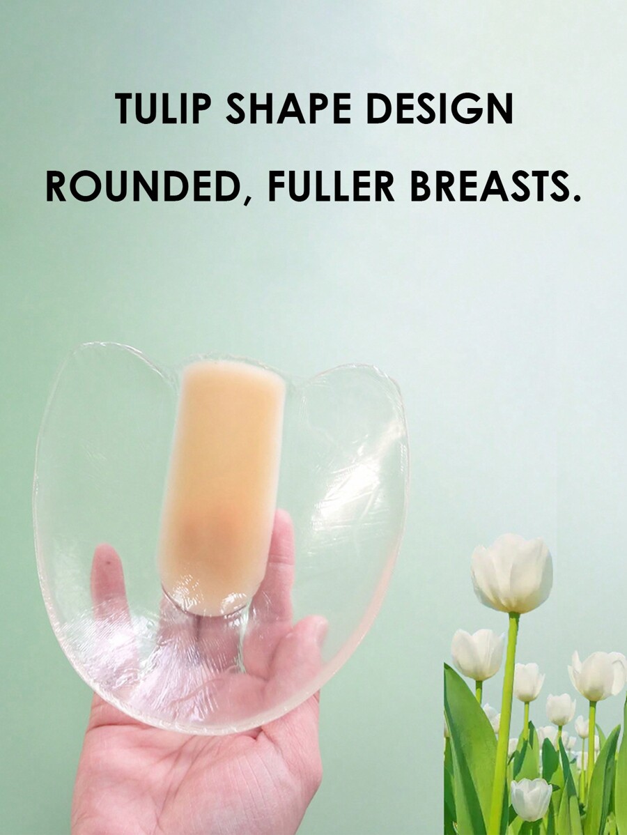 Tulip Shaped Transparent Two-Color Nipple Covers Plus-Size Invisible Sticky Breast Pasties ...