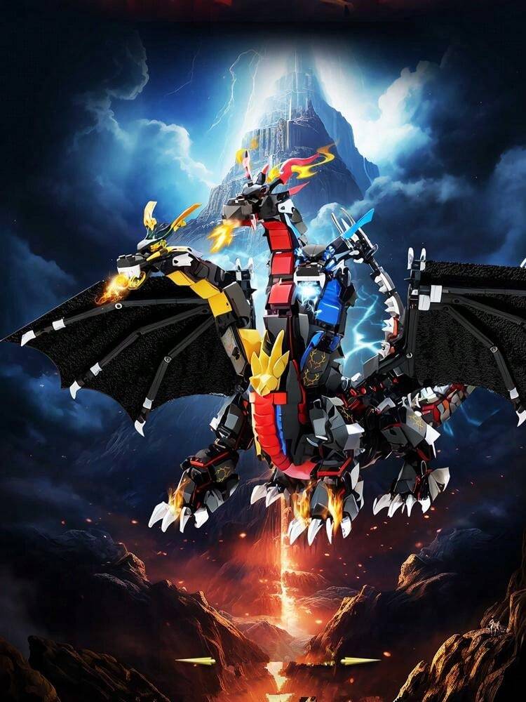 1400pcs Premium Adult Flame Cerberus Building Blocks Set, Mythical ...