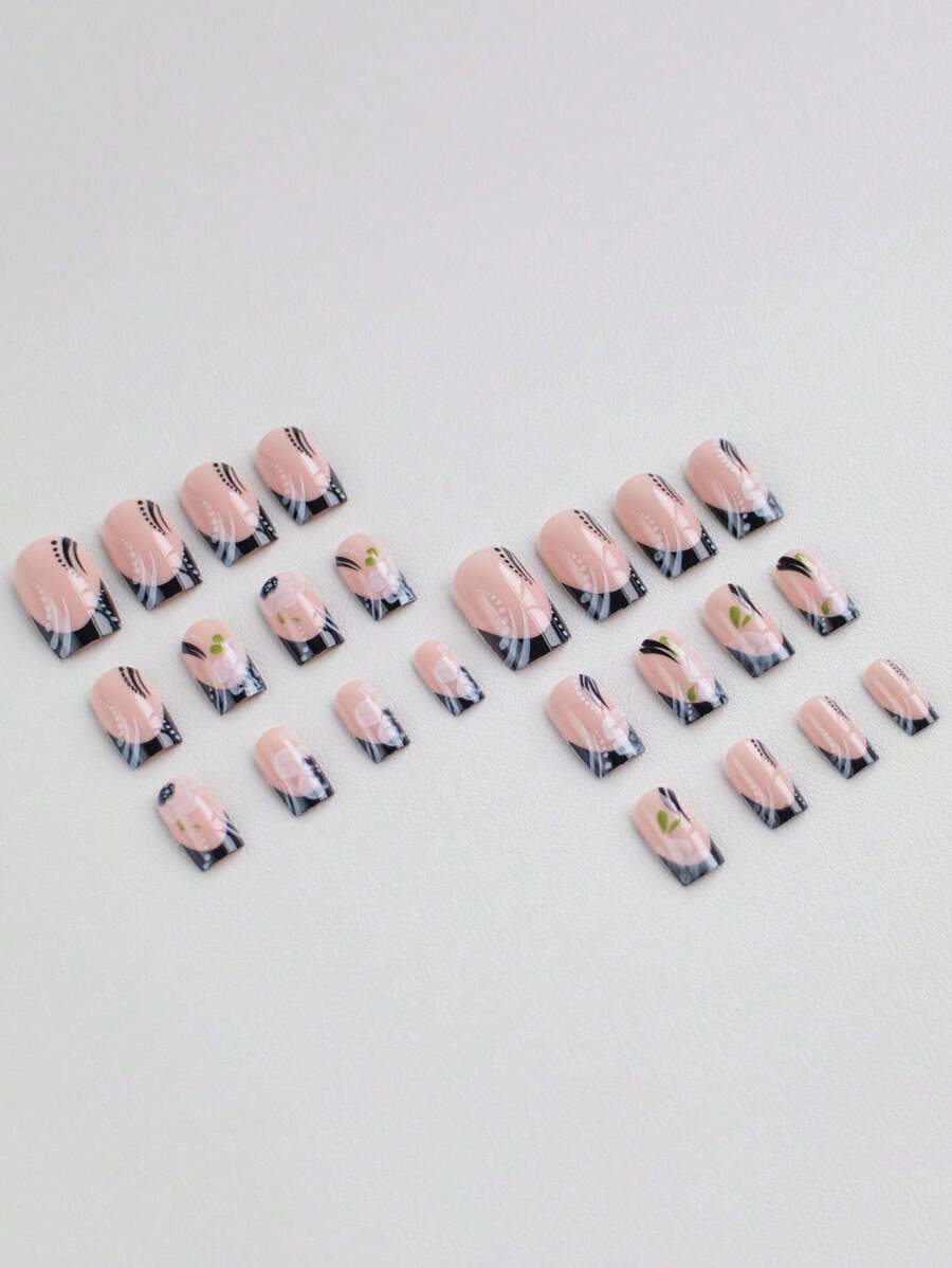 This Set Includes 24 European And American French Fake Nails, With ...
