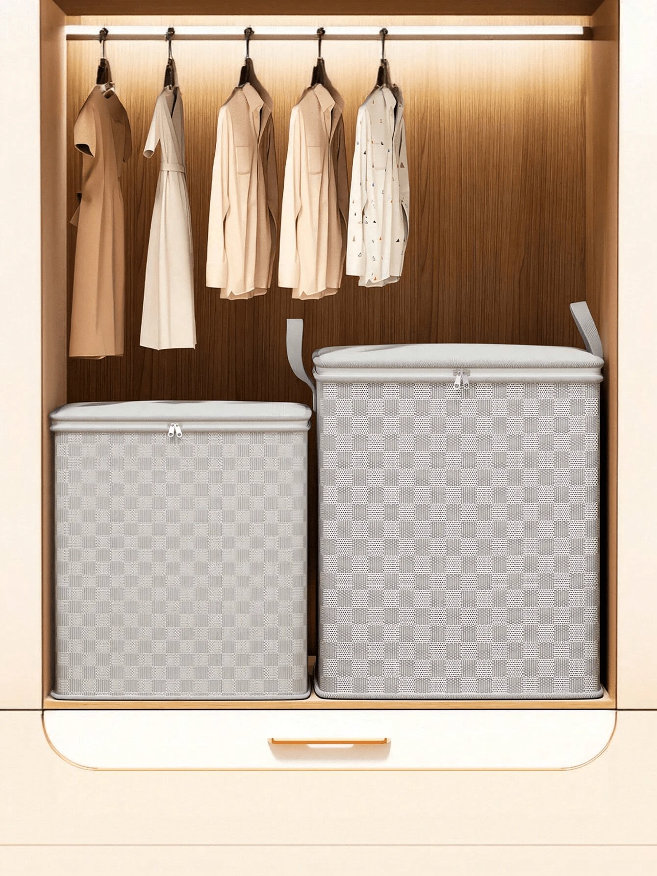 Checkerboard Grid Clothes Storage Bag Quilt Clothes Storage Bag Clothes ...